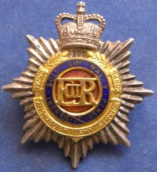 Royal Australian Army Service Corps Officer Bi Metal Hat Badge 1953