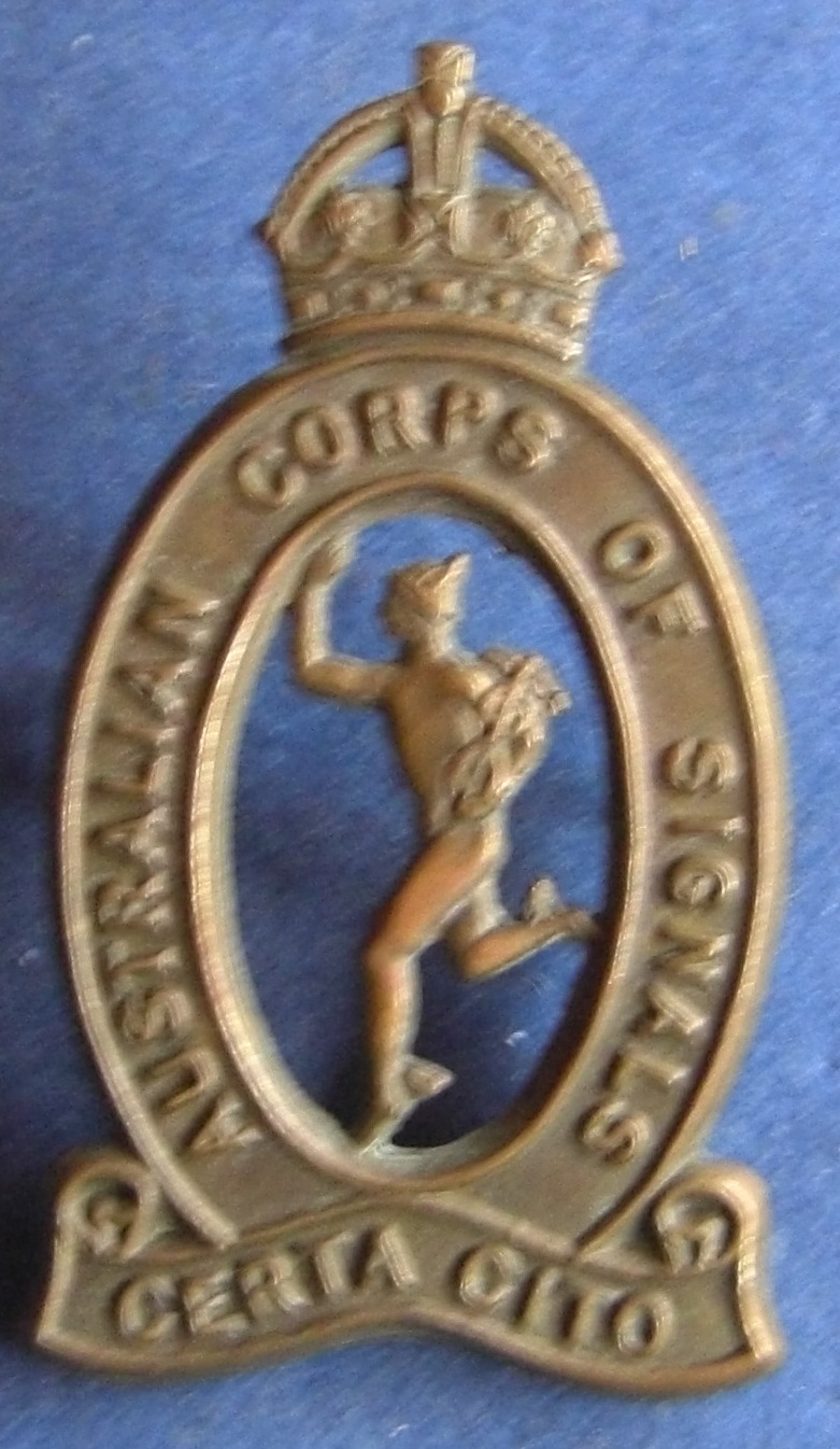 Australian Army Corps of Signals – Brass Hat Badge – 1930 to 42 ...