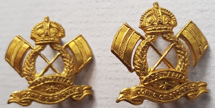 Australian Army Signals Corps – Brass Collar Badge Pair – 1900 to 1912 ...